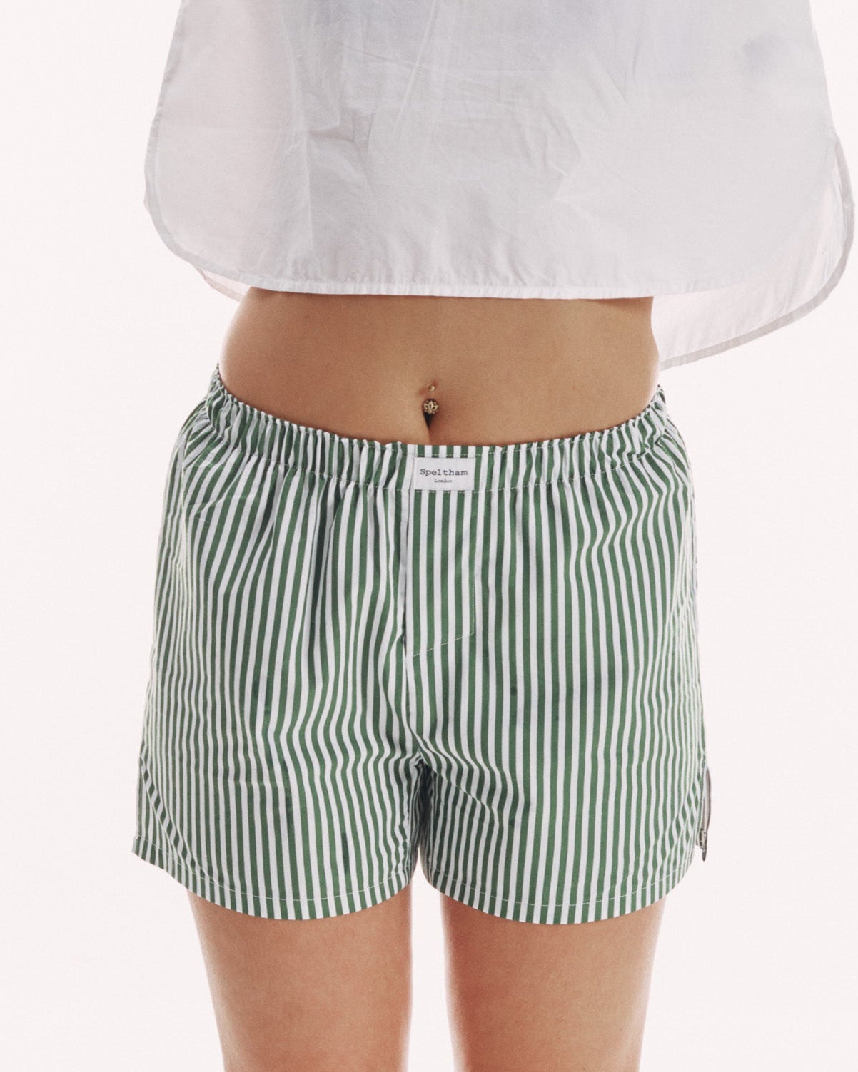 Green & White Striped Classic Unisex Boxer Shorts – Speltham