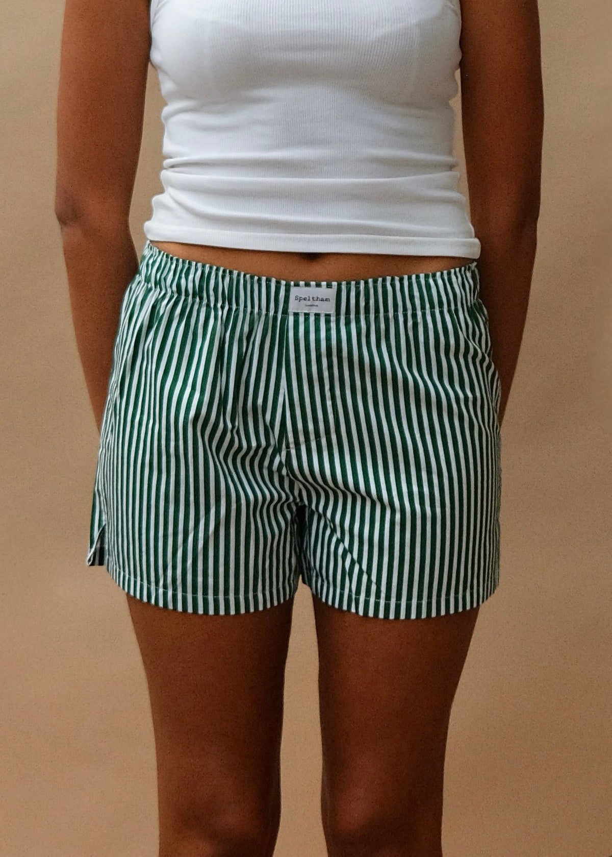 Green & White Striped Classic Unisex Boxer Shorts – Speltham